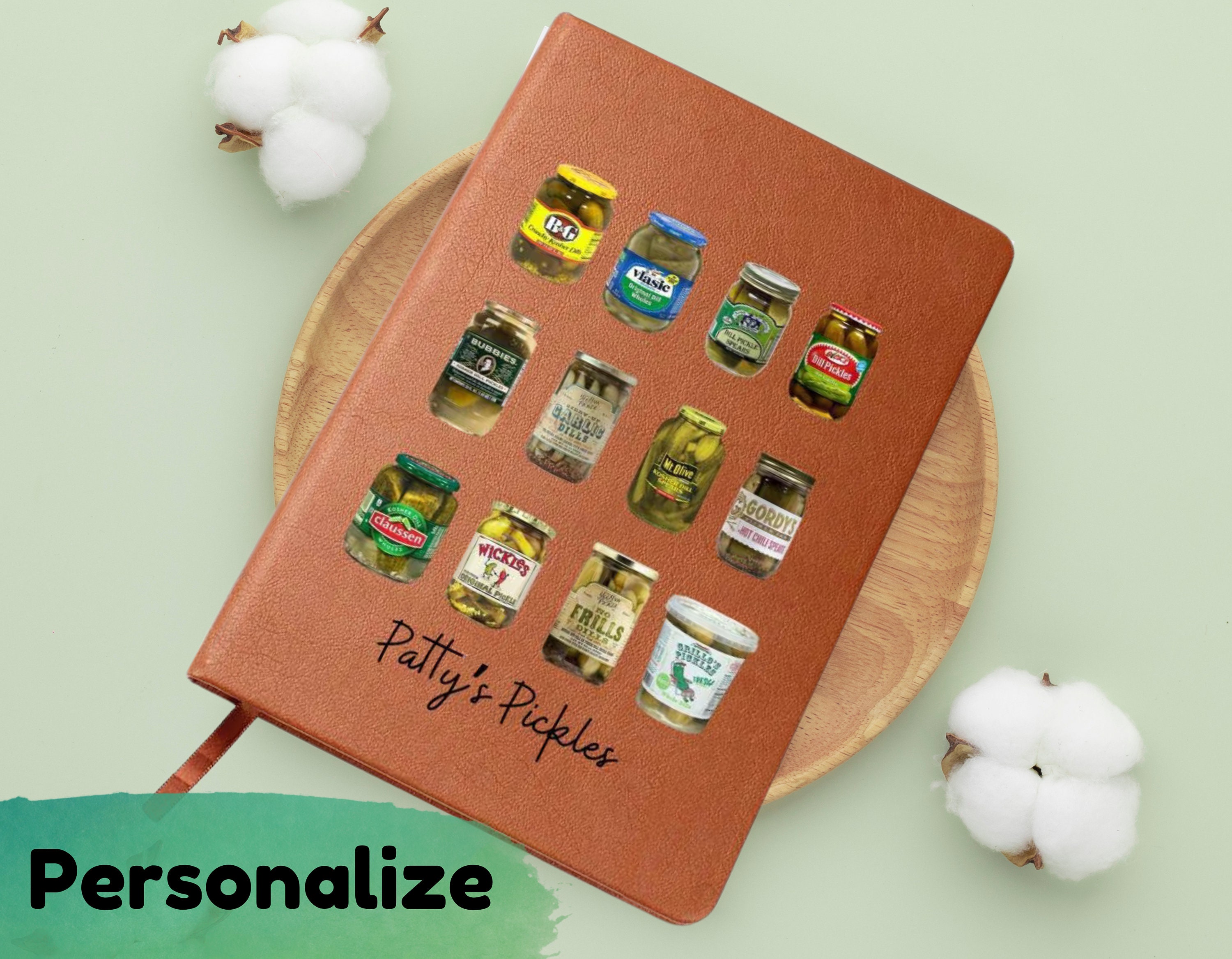 I Love Pickles Leather Journal, Personalized Leather Journal, Pickle ...