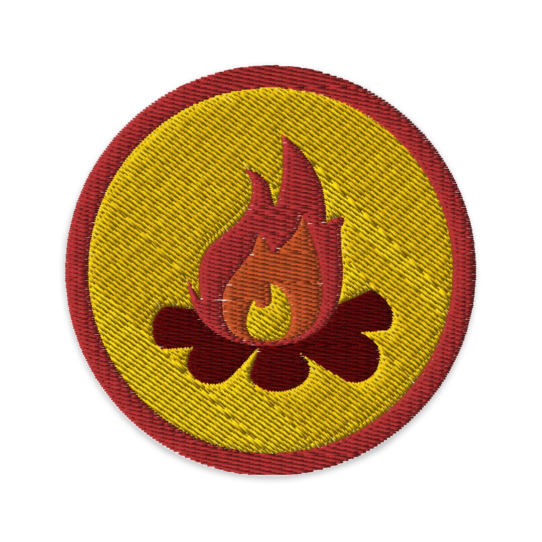 Patch brodé Beltane, feu de joie, roue de lannée, symboles des saisons ...
