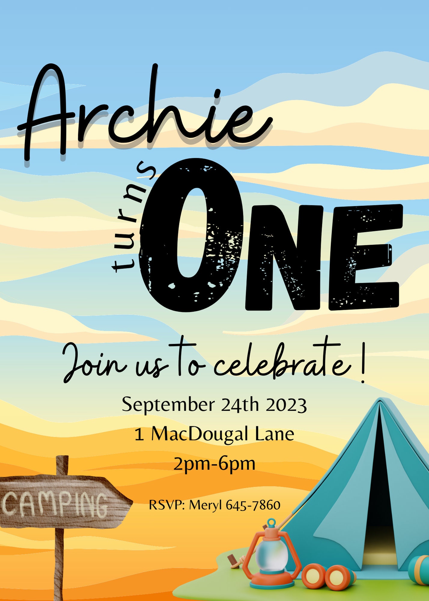 Camping Birthday Invitation / First Birthday Invitation / - Etsy