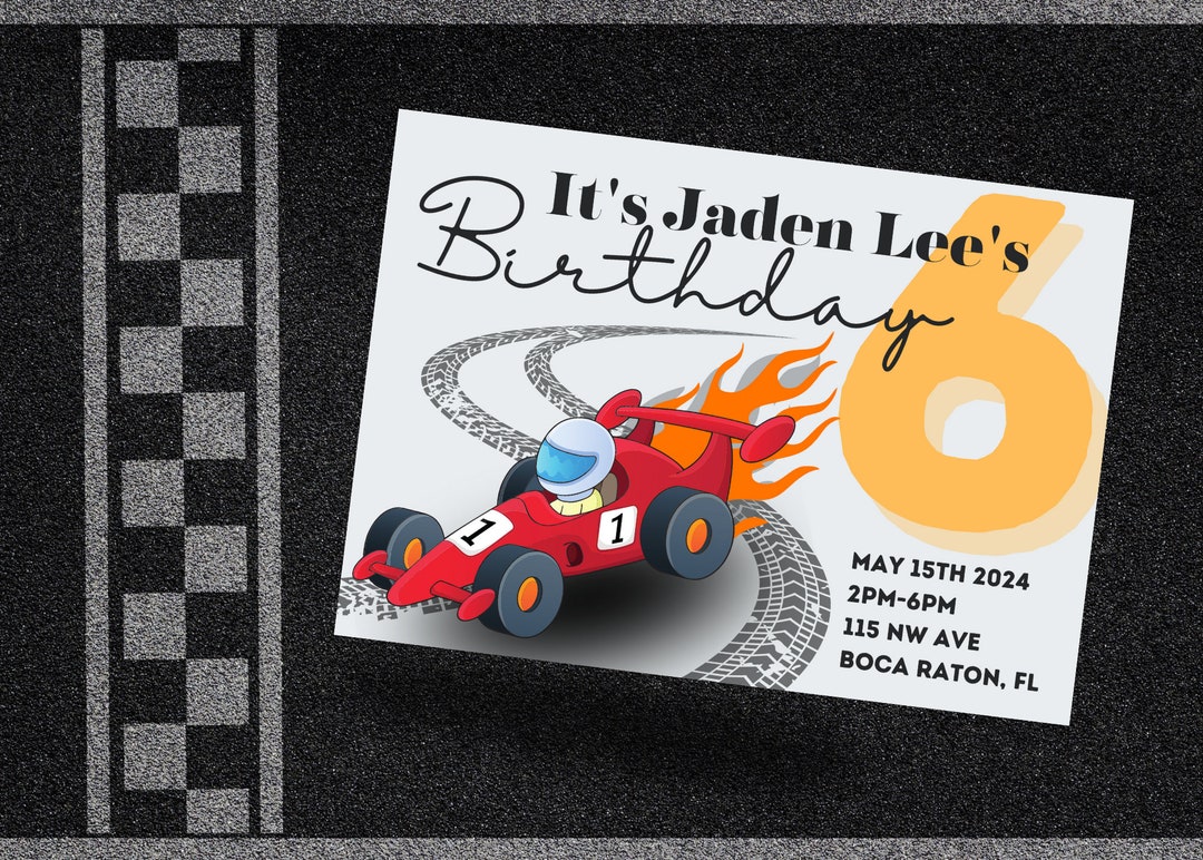 Racecar Birthday Invitation / Car Theme Invitation / Formula 1 - Etsy