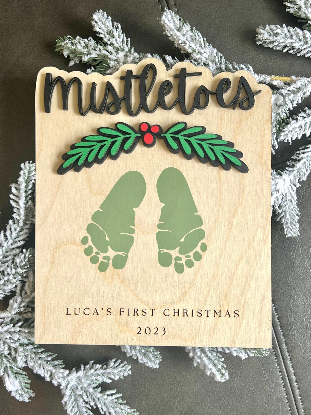 DIY Mistletoes Footprint Baby’s First Christmas Footprint Keepsake - Etsy