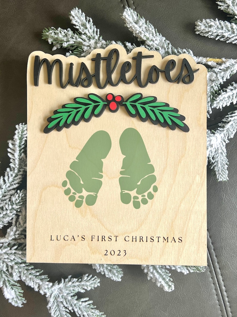 DIY Mistletoes Footprint Baby’s First Christmas Footprint Keepsake - Etsy