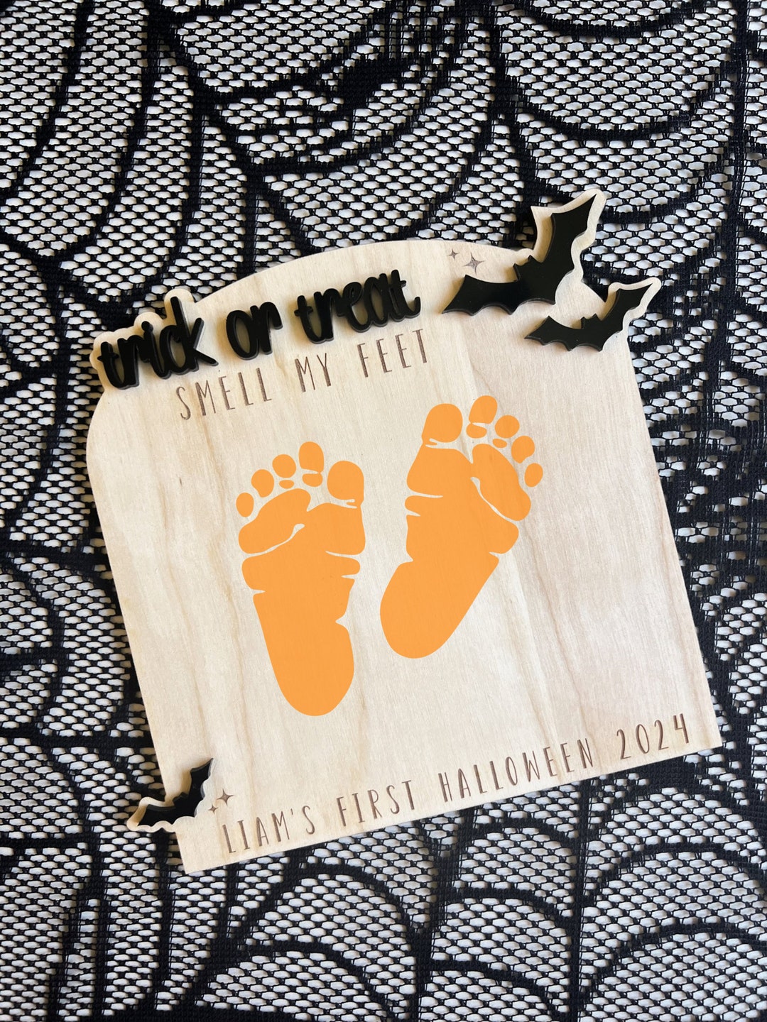 DIY Personalized Trick or Treat Smell My Feet Baby Footprint Halloween ...