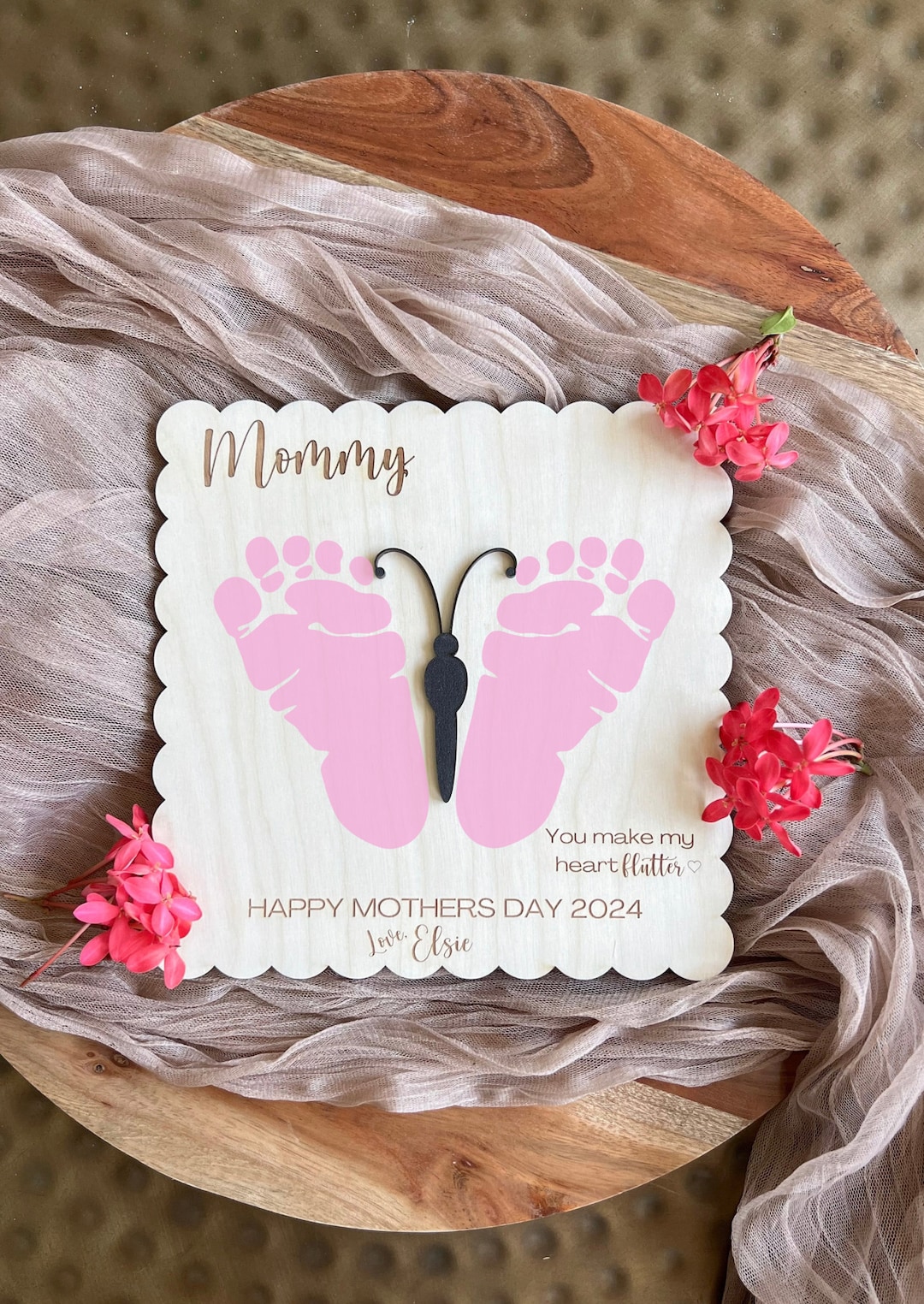 DIY Personalized You Make My Heart Flutter Mother’s Day Footprint ...