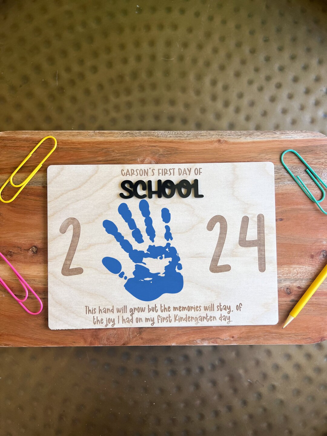 DIY Personalized First Day of School Handprint Keepsake | Custom First ...