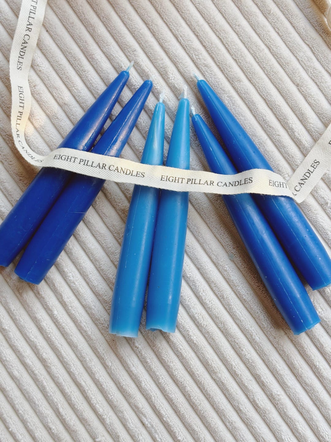 Set of 6 Blue Taper Beeswax Candles - Etsy