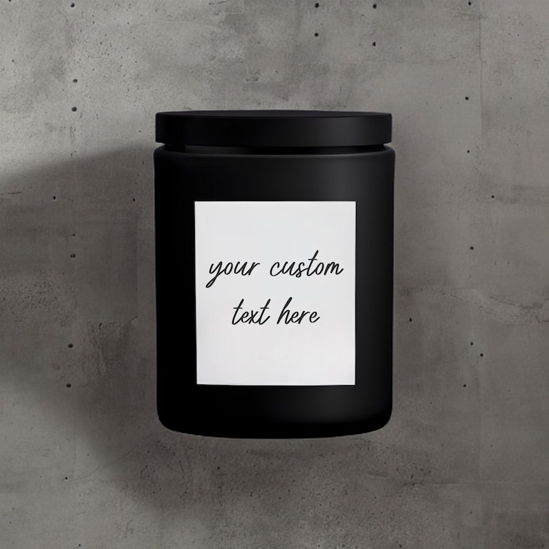 Personalized Elegance 9oz Matte Black Candle Jar With Custom Text Label ...