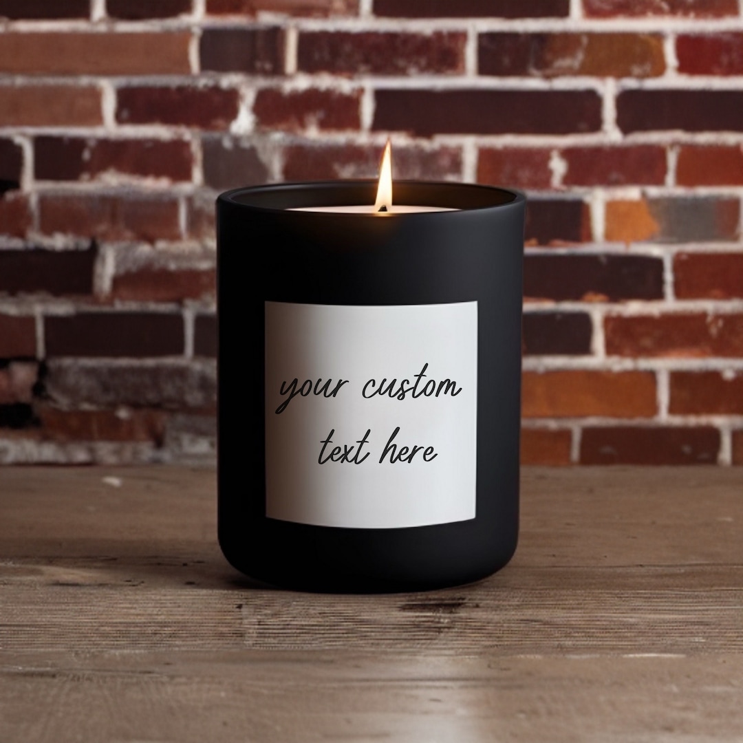 Personalized Elegance 9oz Matte Black Candle Jar With Custom Text Label ...