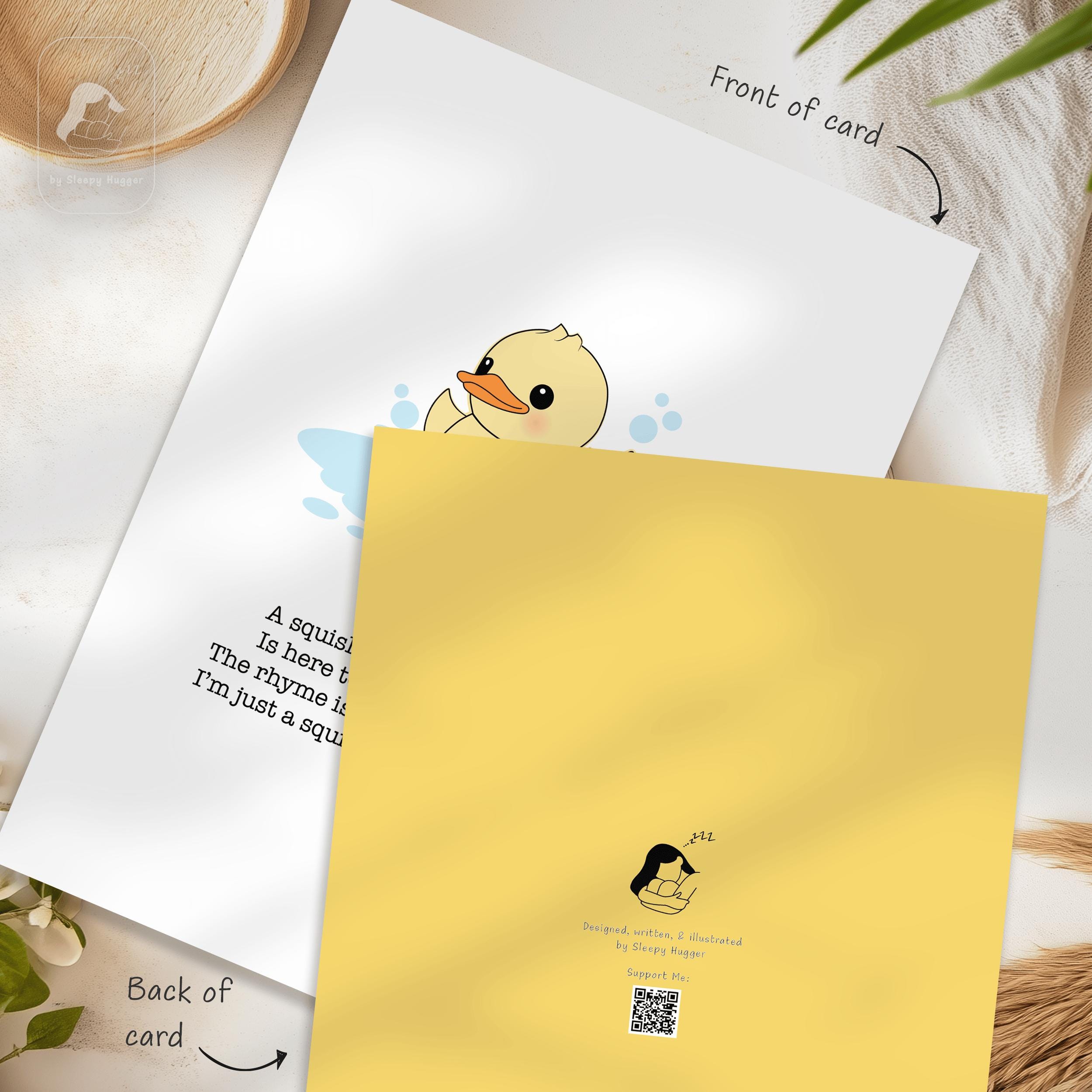 Squishy Yellow Rubber Duck Hug Greeting Card for Huggers, Sending the ...