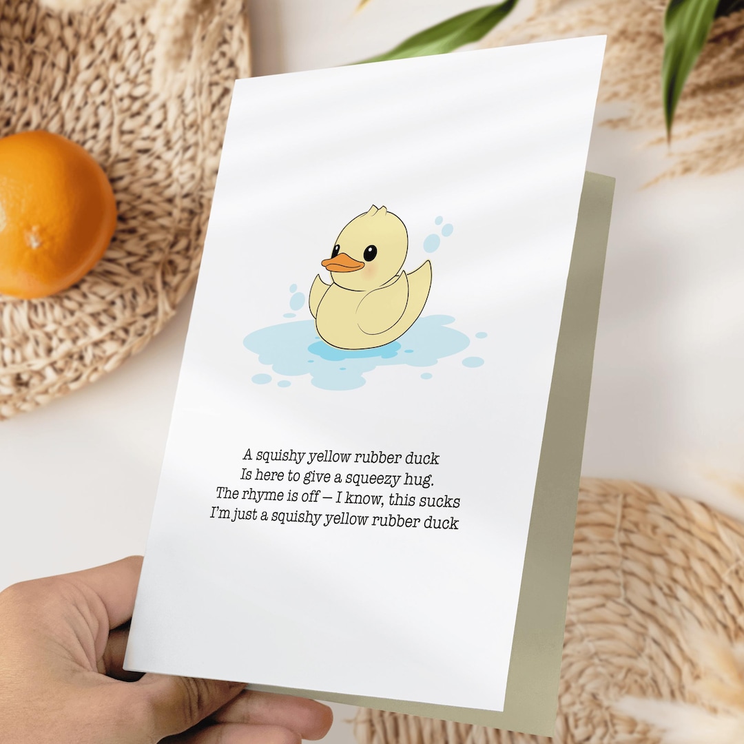 Squishy Yellow Rubber Duck Hug Greeting Card for Huggers, Sending the ...