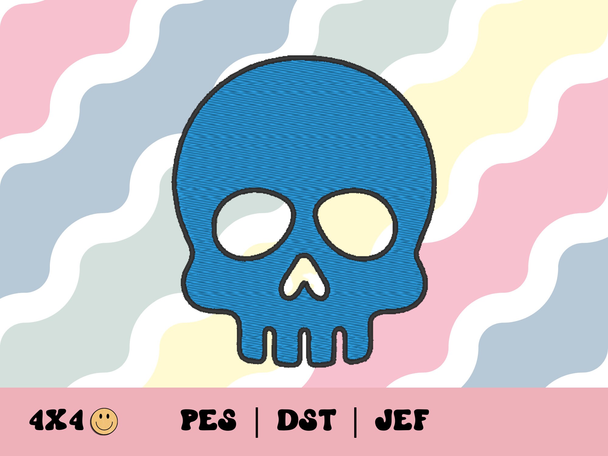 Skull Embroidery Design // PES File, Machine Embroidery, JEF, Dst ...