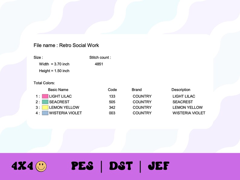 Retro Social Work Embroidery File // Machine Embroidery, PES, DST, Jef ...