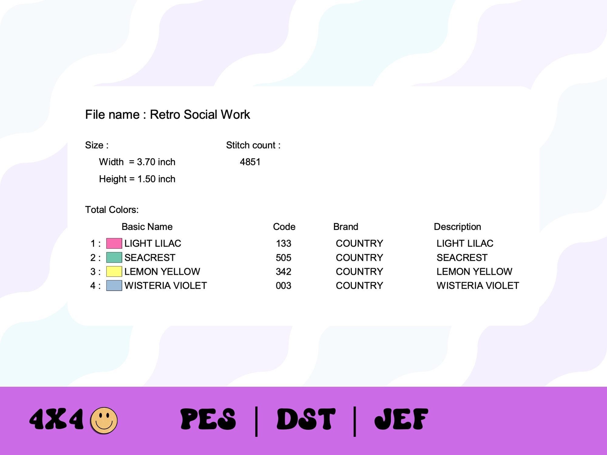 Retro Social Work Embroidery File // Machine Embroidery, PES, DST, Jef ...