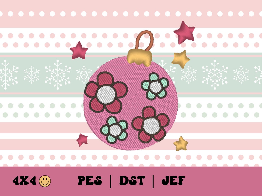 Retro Daisy Christmas Bauble Embroidery File // Christmas Ornament ...