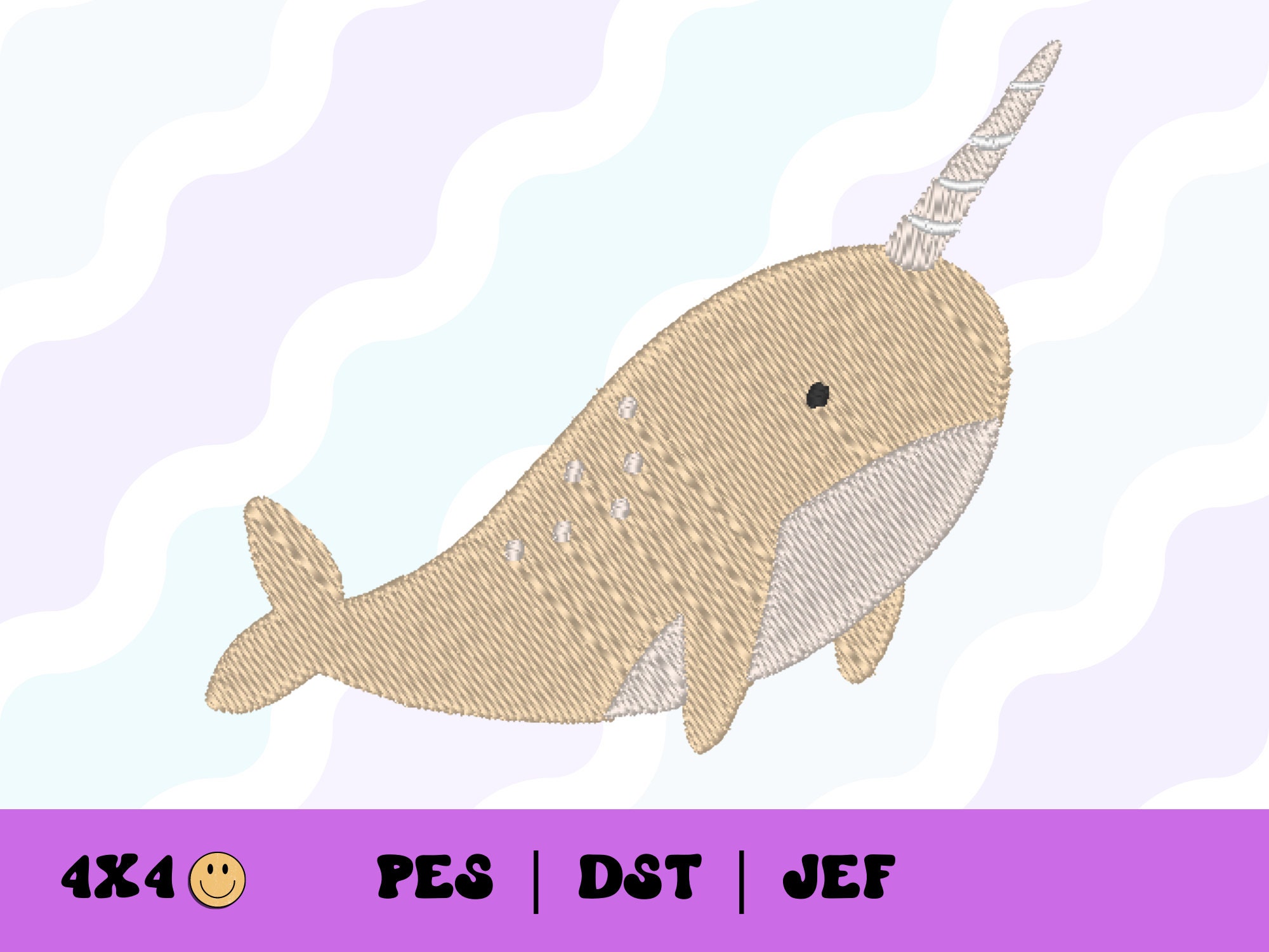 Cute Narwhal Embroidery File // Embroidery Design, PES, DST, Jef File ...