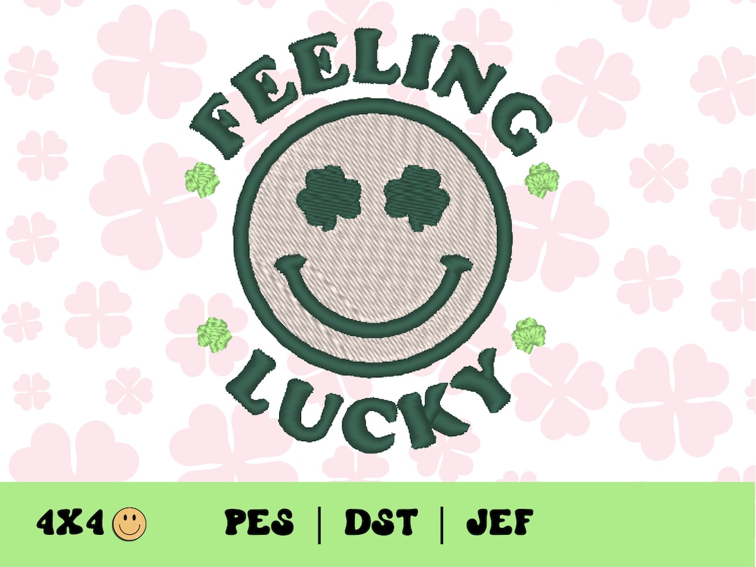 Feeling Lucky Retro Face Embroidery File // St. Patty's Day Embroidery ...