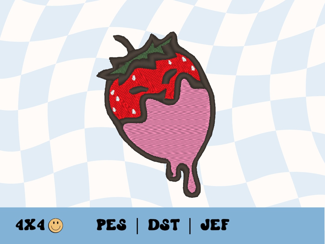 Chocolate Covered Strawberry Embroidery File // Candy Dipped Strawberry ...