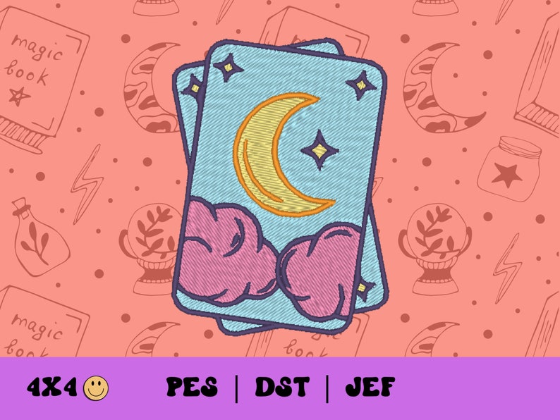 Crescent Moon Tarot Card Applique // Cloud Tarot Card PES, Trendy ...
