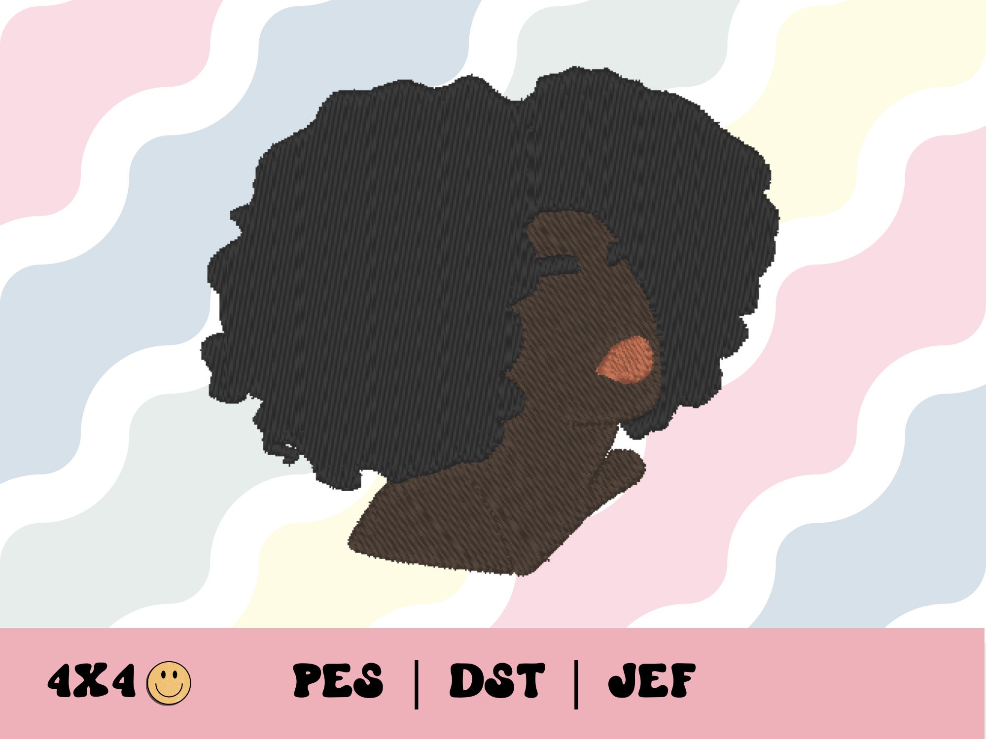 Black Woman With Curly Hair Embroidery File // Files for Machine ...