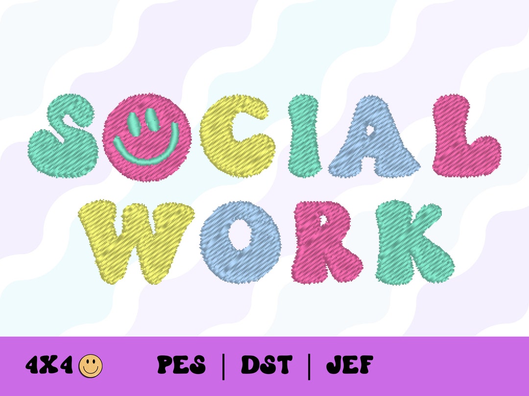 Retro Social Work Embroidery File // Machine Embroidery, PES, DST, Jef ...