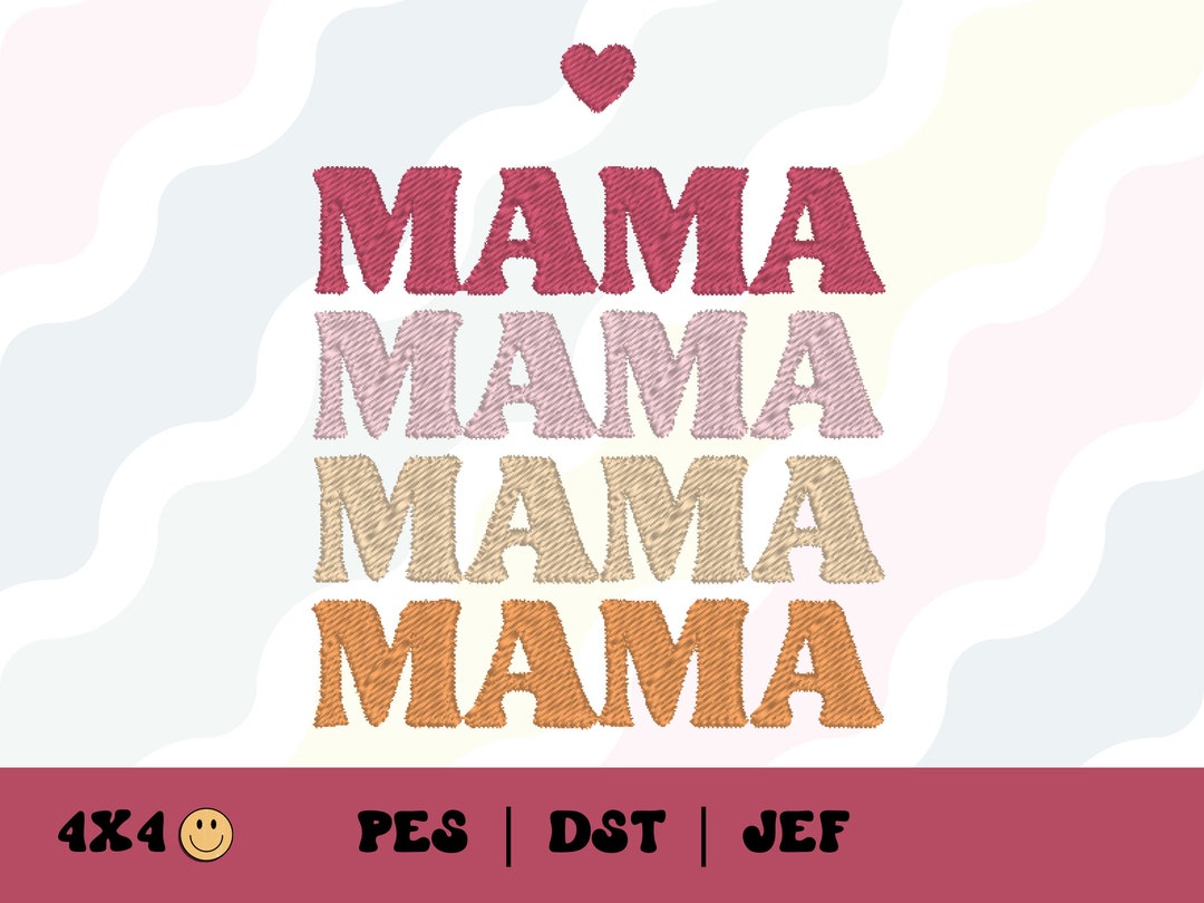Retro Mama Embroidery File // Groovy Mom Embroidery Design, PES, DST ...