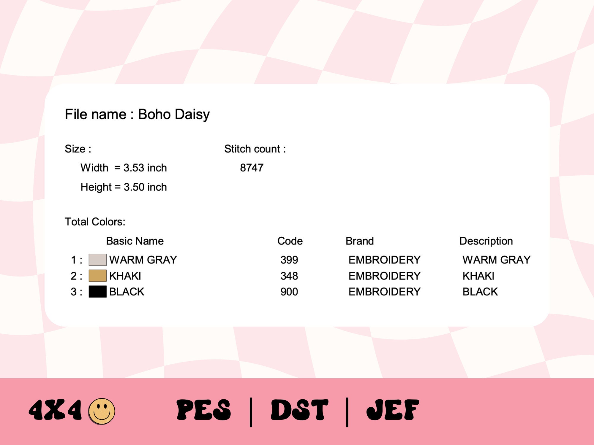 Boho Daisy Embroidery File // Flower Embroidery Design, PES, DST, Jef ...