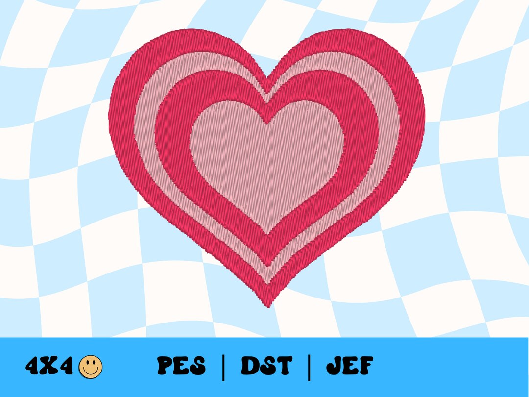 Retro Heart Embroidery File // Heart Embroidery, Retro, Groovy Machine ...