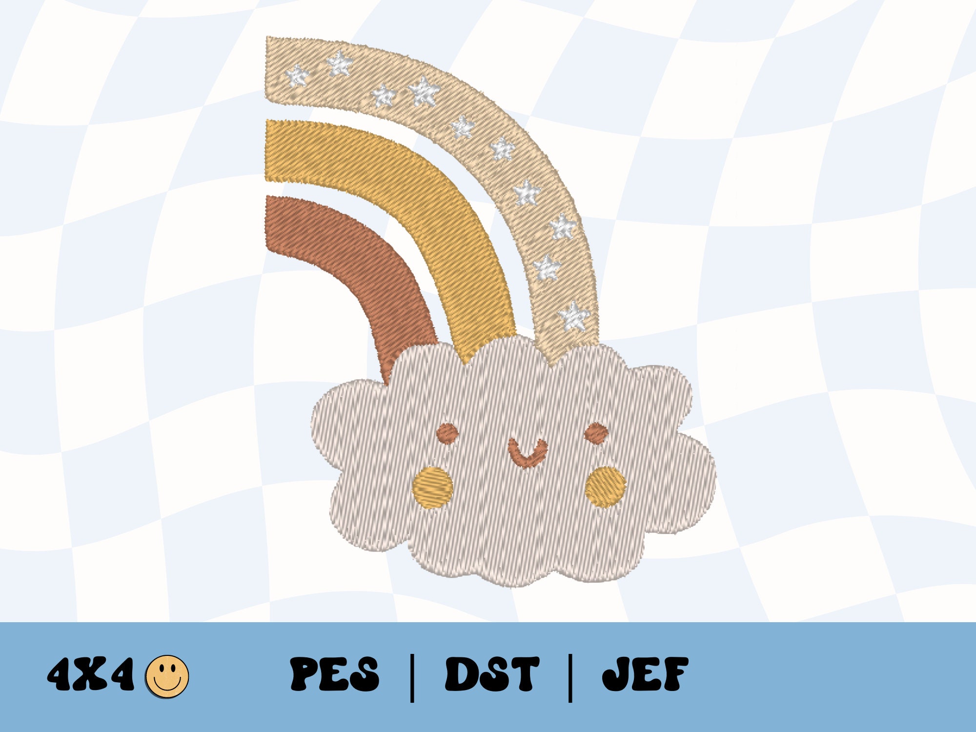 Boho Rainbow Embroidery File // Happy Cloud Embroidery Design, PES, DST ...