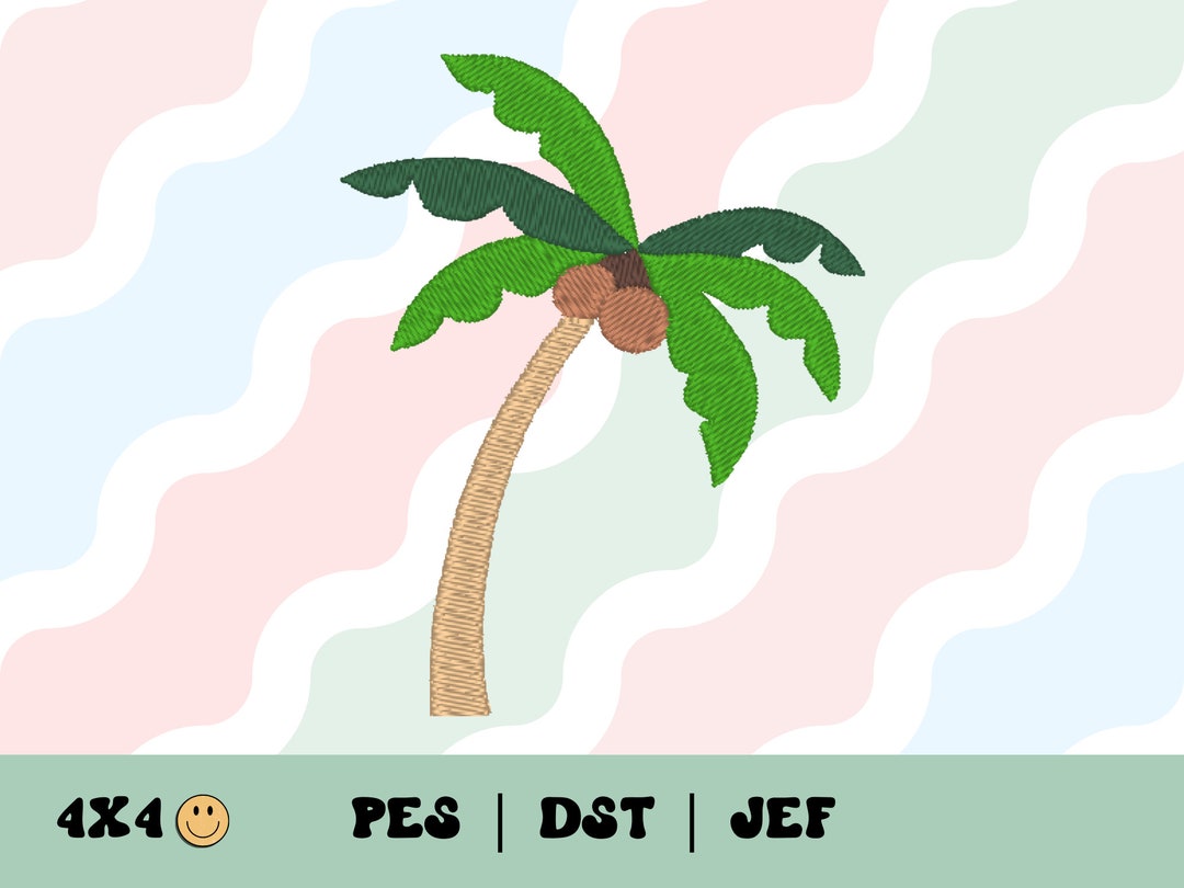 Palm Tree With Coconuts Embroidery File // Beach, Fun Embroidery Design ...