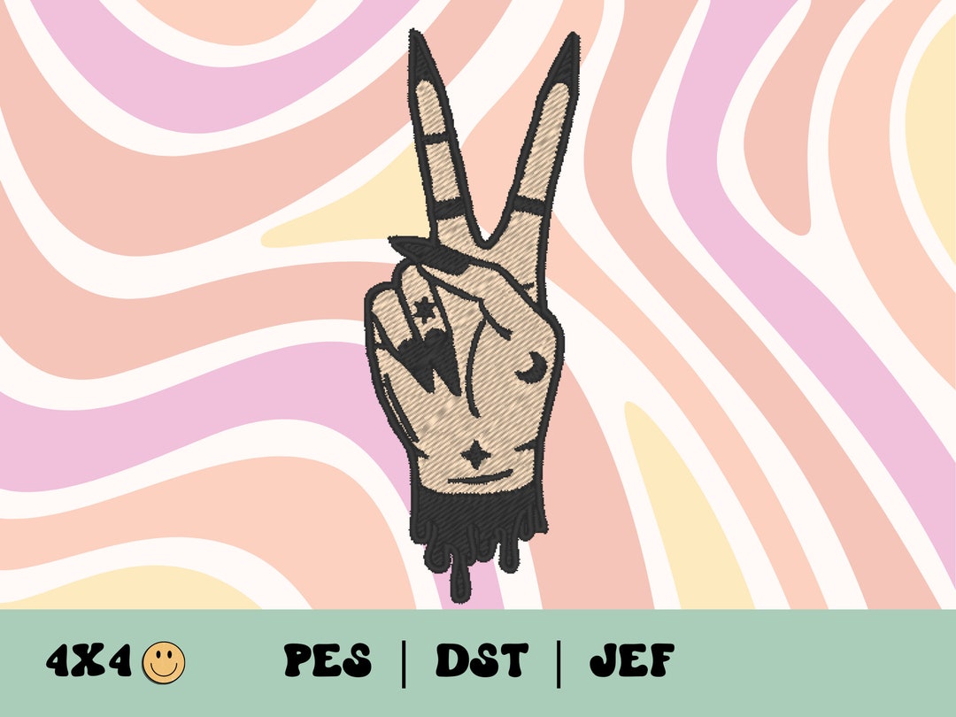 Gothic Witch Peace Hand Embroidery File // PES, Trendy Machine ...