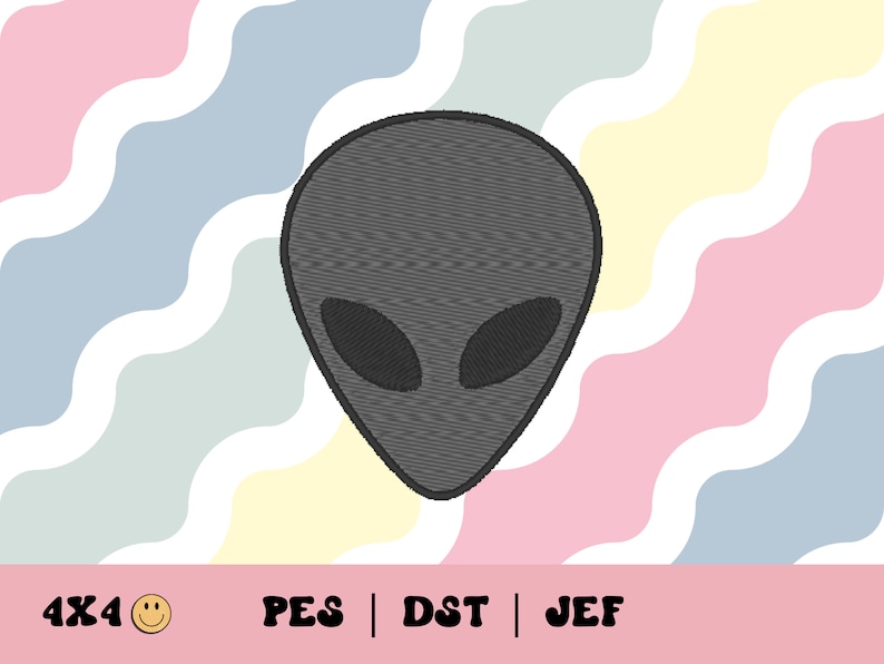 Alien Embroidery Design // PES File Machine Embroidery JEF - Etsy