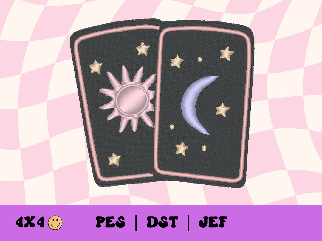 Moon and Stars Tarot Cards Embroidery File // PES, Trendy Machine ...