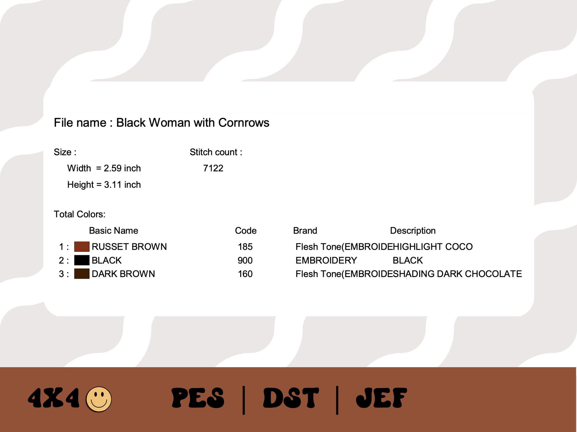 Black Woman With Cornrows Embroidery File // Files for Machine ...