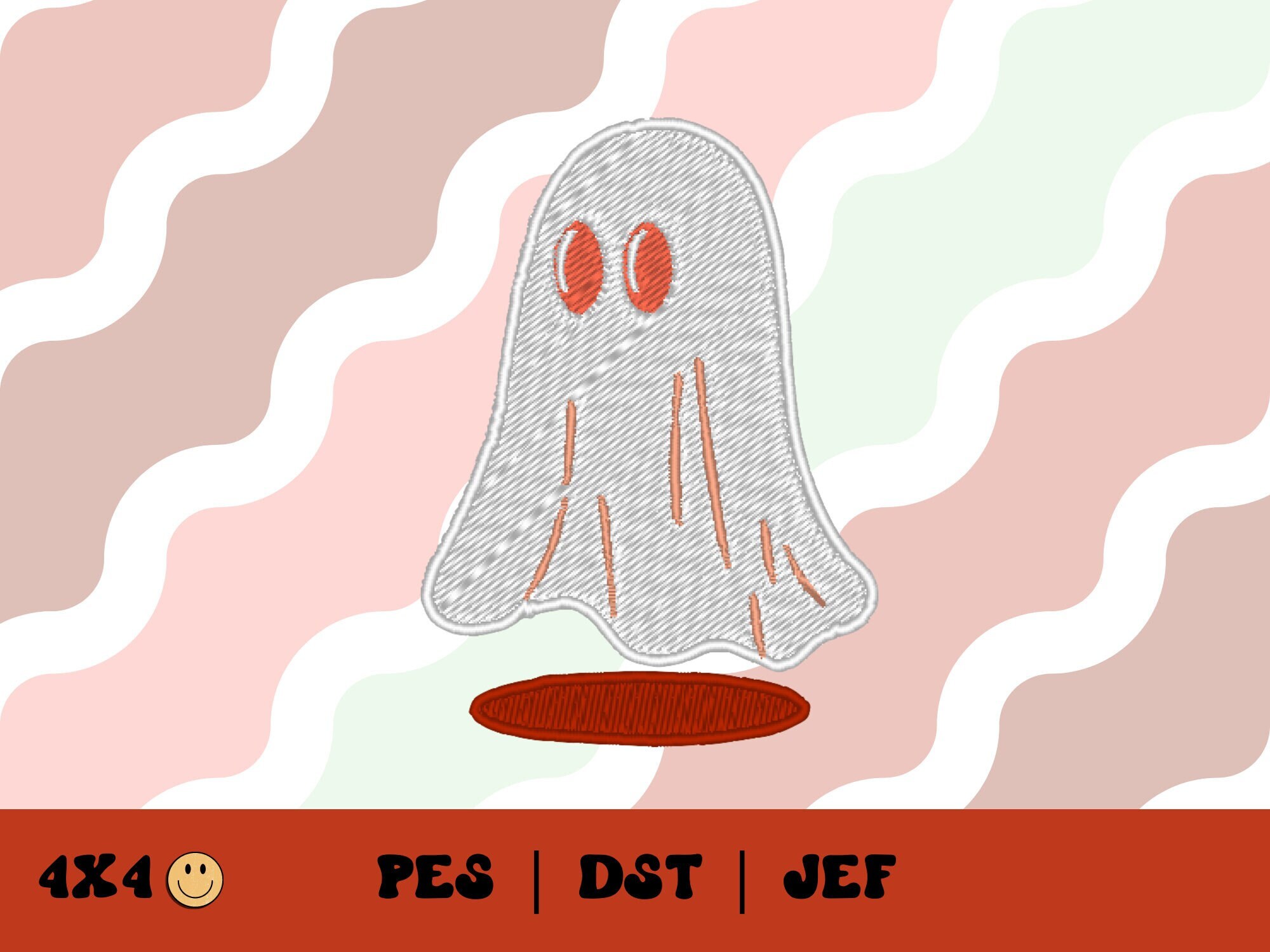 Floating Ghost With Shadow Embroidery File // PES, Trendy Machine ...