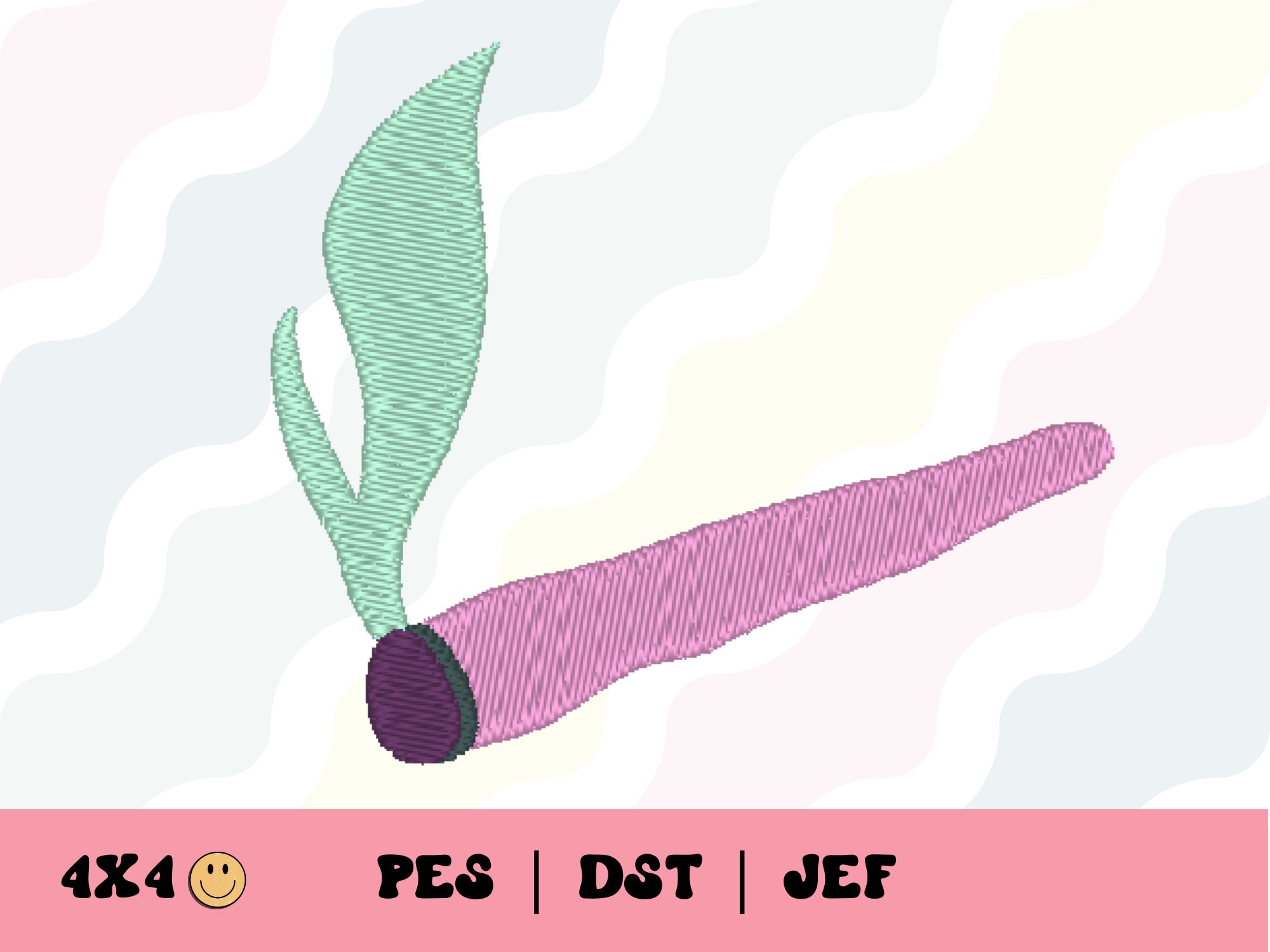 Cannabis Joint With Smoke Embroidery File // Weed Embroidery, Machine ...