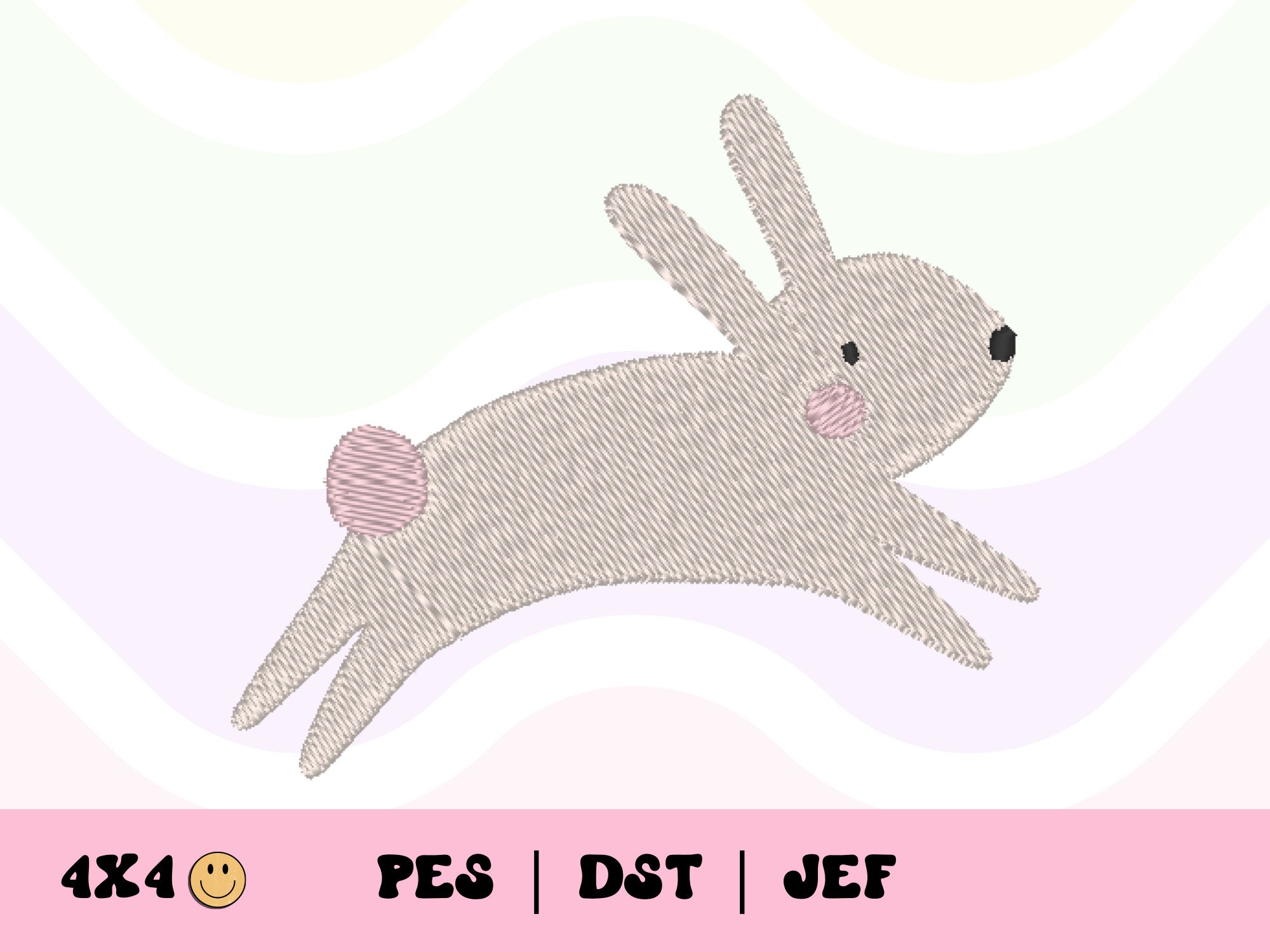 Hand Drawn Hopping Bunny Embroidery File // Rabbit Embroidery Design ...