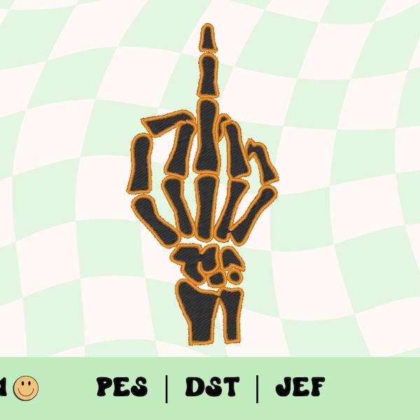 Skeleton Middle Finger Embroidery File - Etsy