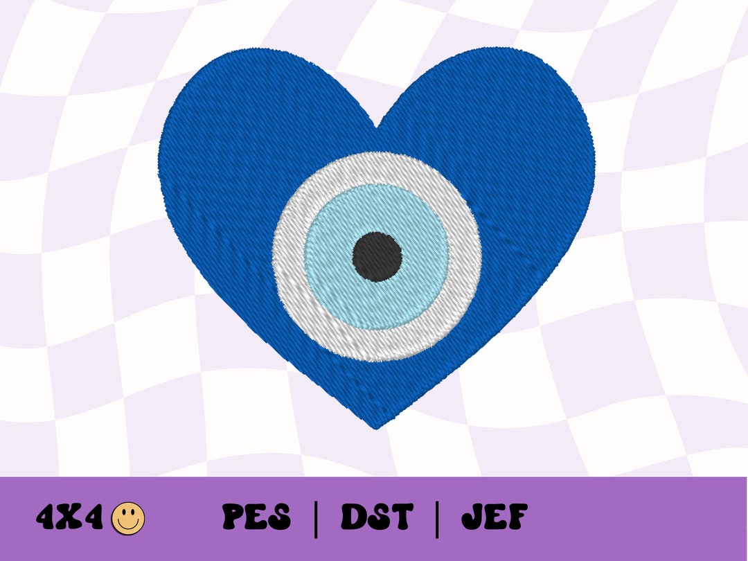 Heart Evil Eye Embroidery File // PES, Trendy Machine Embroidery Design ...