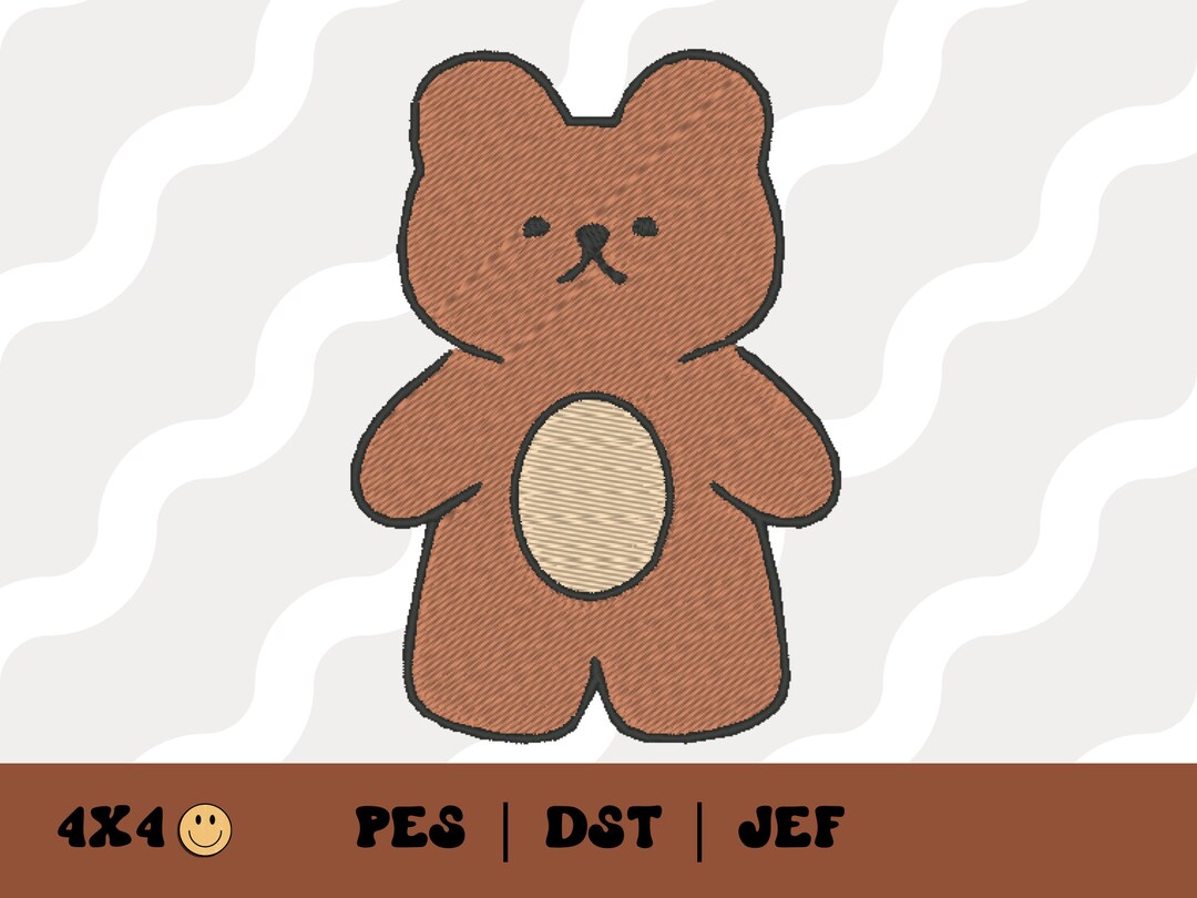 Brown Bear Embroidery File // Machine Embroidery, PES, DST, Jef, Trendy ...
