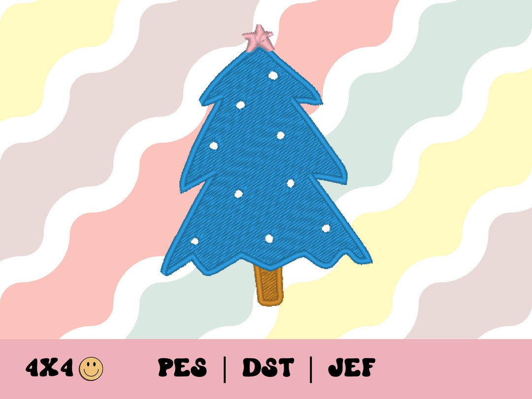 Cartoon Christmas Tree Embroidery File // Cute Tree Embroidery Design ...