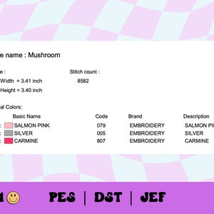 Mushroom Embroidery File // Trippy Fun Embroidery Design, PES, Retro ...