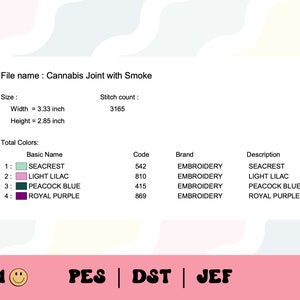 Cannabis Joint With Smoke Embroidery File // Weed Embroidery, Machine ...