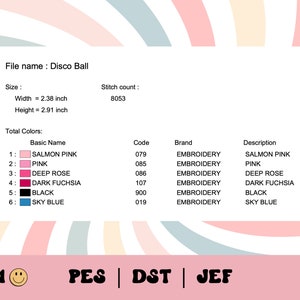 Disco Ball Embroidery File // Groovy Machine Embroidery, Disco PES, DST ...