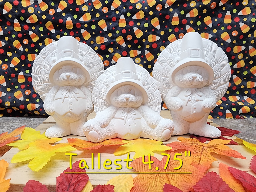 3 Ceramic Bisque Turkey Tail Bears by Clay Magic! - Etsy