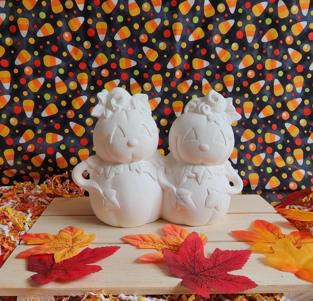 Ceramic Bisque Happy Pumpkin Couple Clay Magic Halloween - Etsy