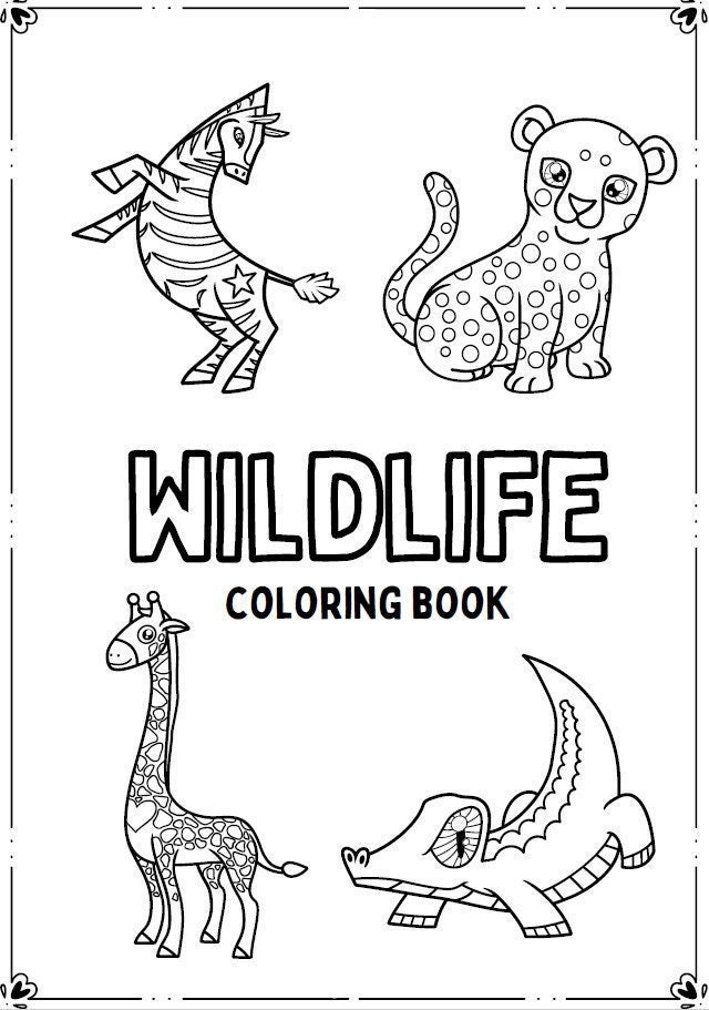 Childs Wildlife Colouring Book - Digital Download - Etsy