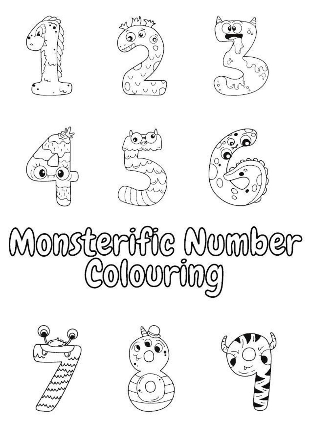 1-9 Monster Shaped Colouring Book - Digital Download - Etsy