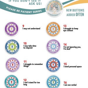 Please Be Patient' Awareness Phrase Badges 58, 38mm Disability, Hidden ...