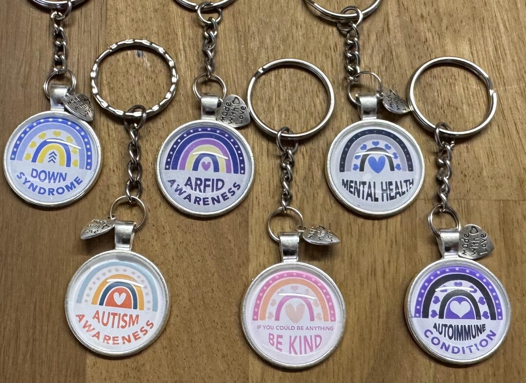 Awareness Keyring With Made With Love Charm, Disability, Hidden ...