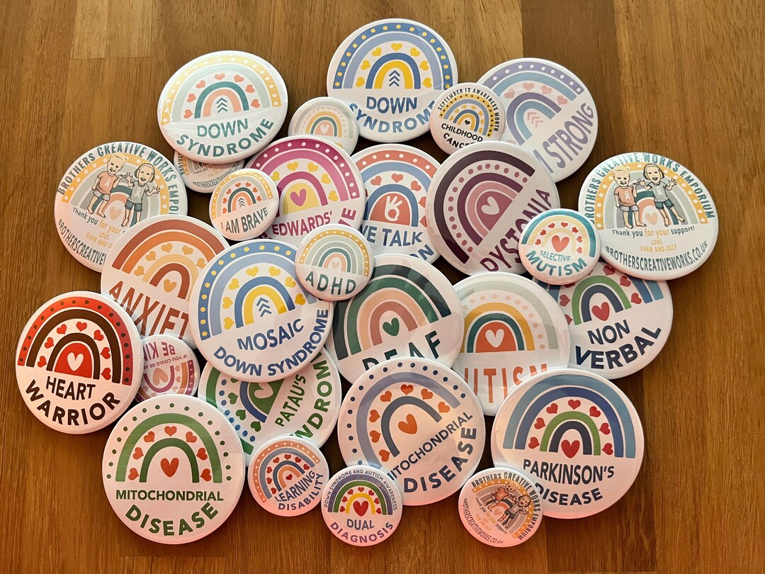 Awareness Badges (58mm, 38mm) Disability, Hidden Disability, Neuro ...